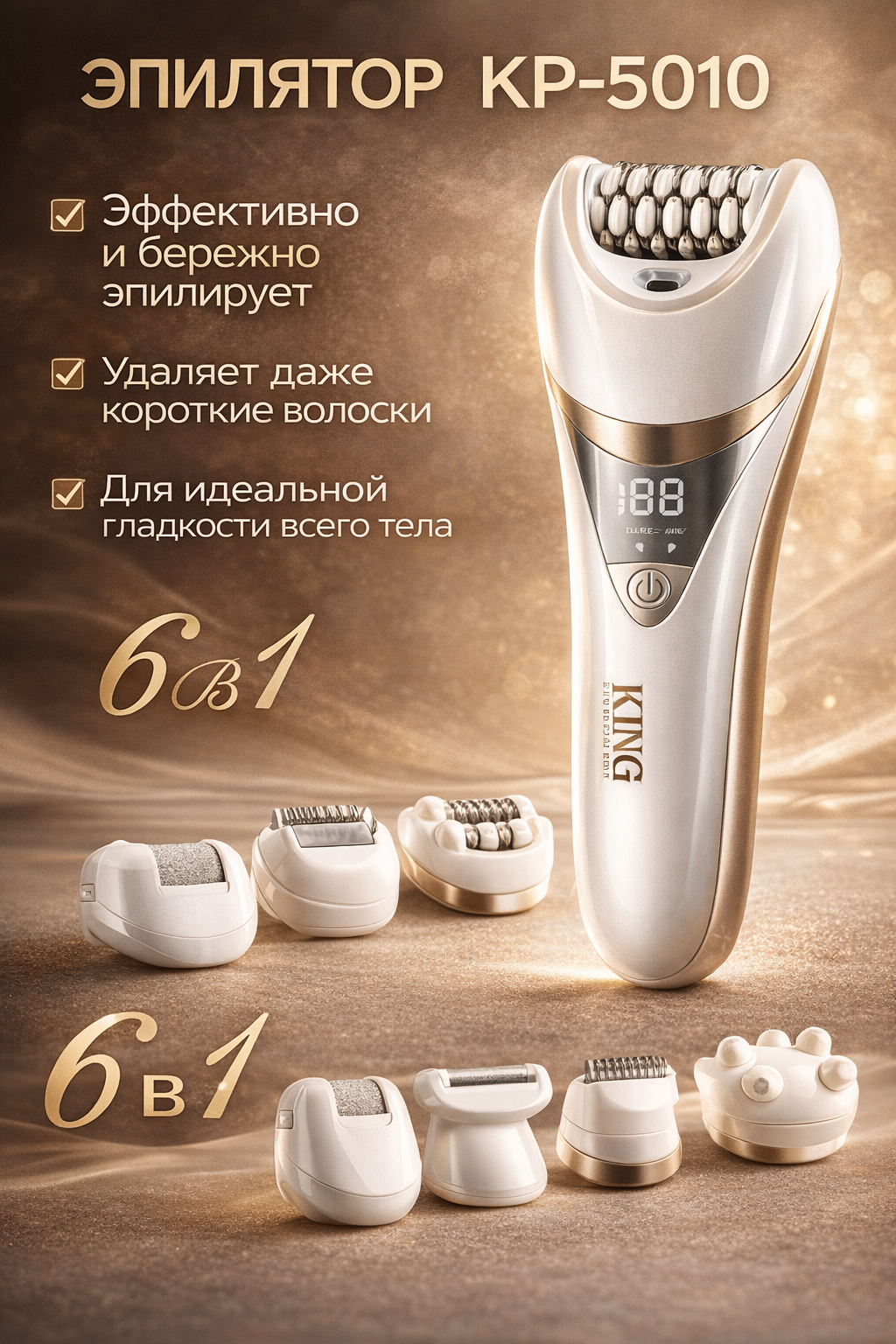 Эпилятор женский KP-5010 6-в-1 для тела и лица электрический — Zaplex