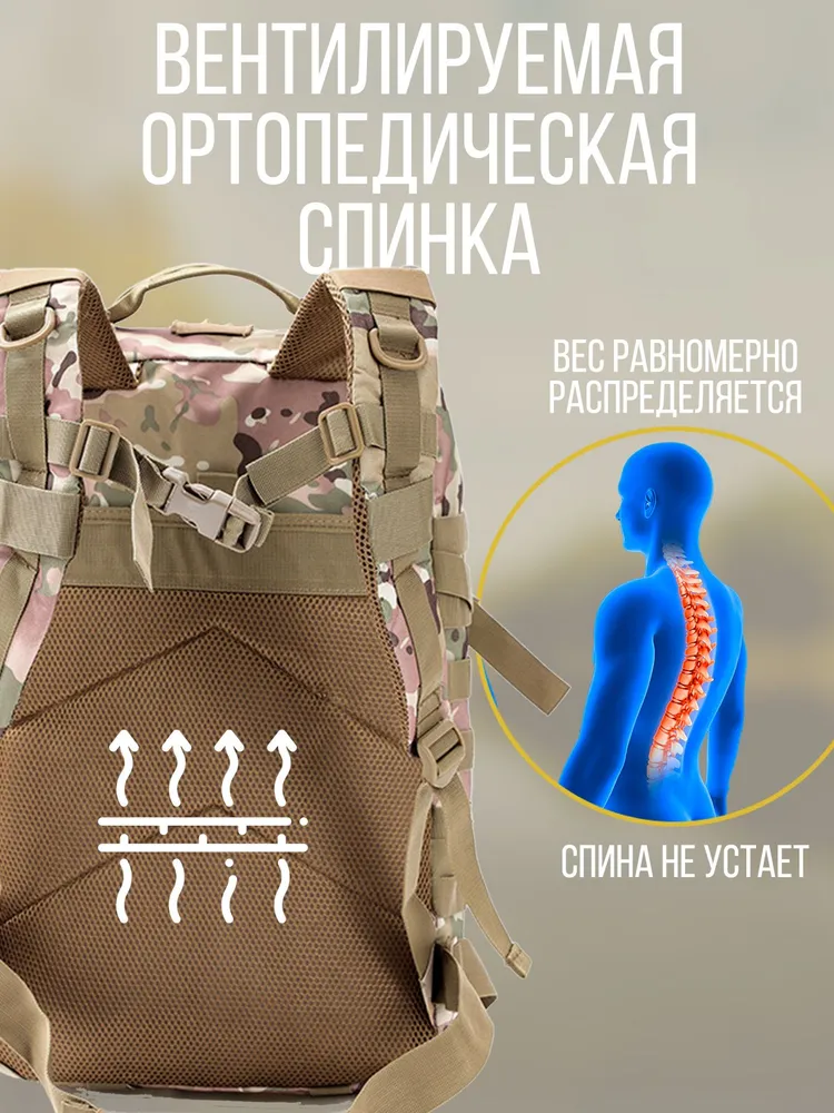 Многофункциональный рюкзак большой емкости для путешествий, альпинизма, спорта, рыбалки — фото 1