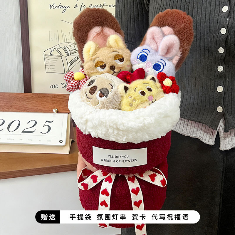 Международный женский день, букет из плюшевых игрушек по мотивам мультфильма «Зверополис», куклы Ник и Джуди, плюшевые игрушки, подарки на день рождения для мальчиков и девочек, готовый продукт.