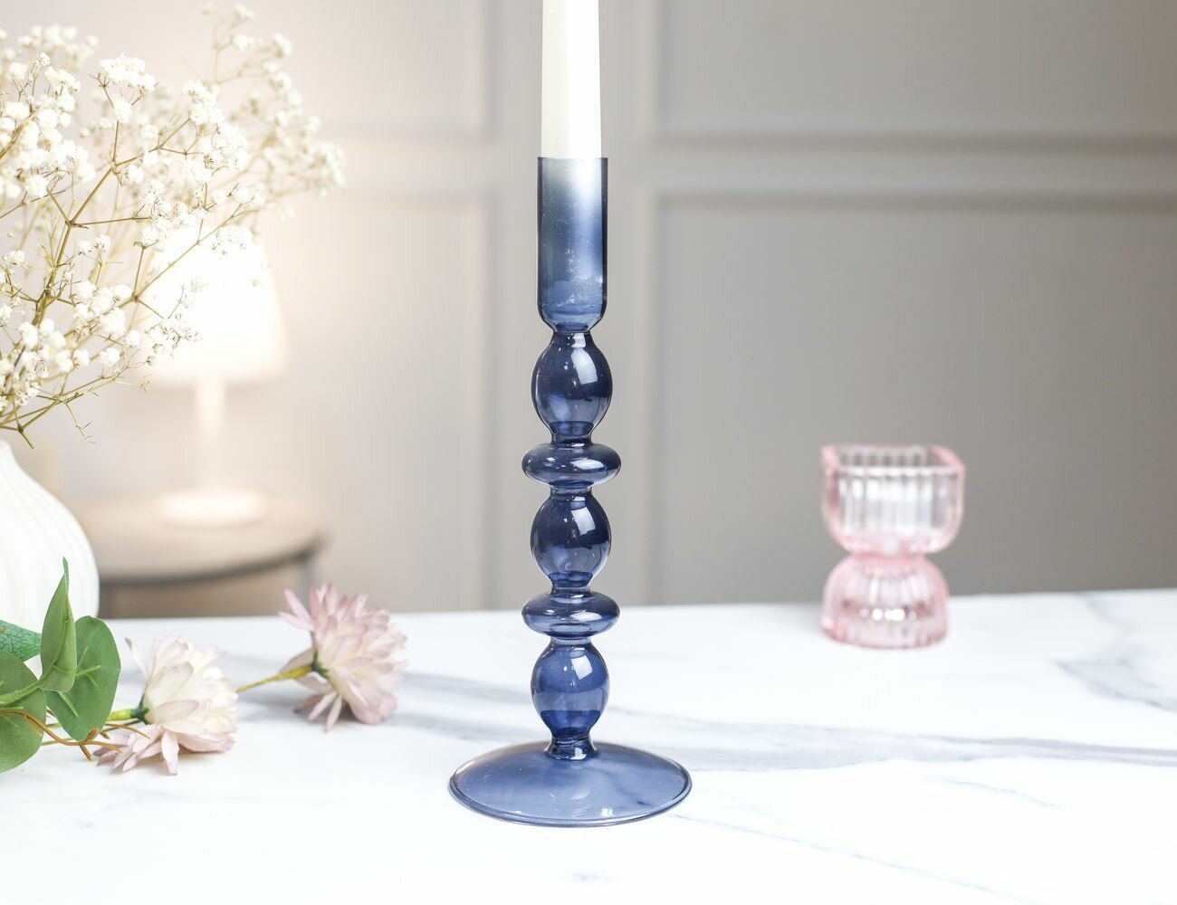 Подсвечник грэди, стекло, серый, 24 см, Edelman 1121702