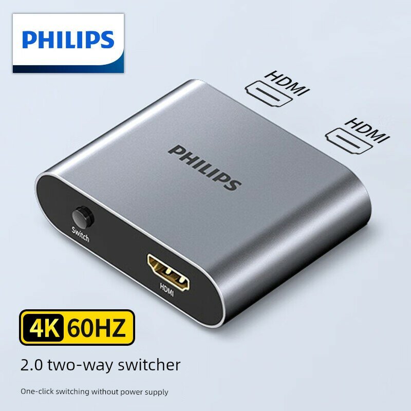 Сплиттер HDMI Philips, 1 вход-2 выхода, кабель-конвертер, адаптер для разделения экрана, высокое разрешение 4K, видео