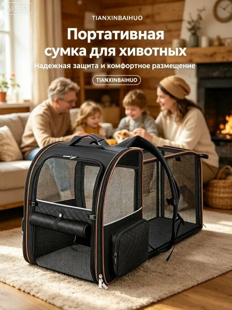 Раскладной Рюкзак-Переноска для Кошек и Собак до 8.2 кг: Большой Размер, Складная Конструкция