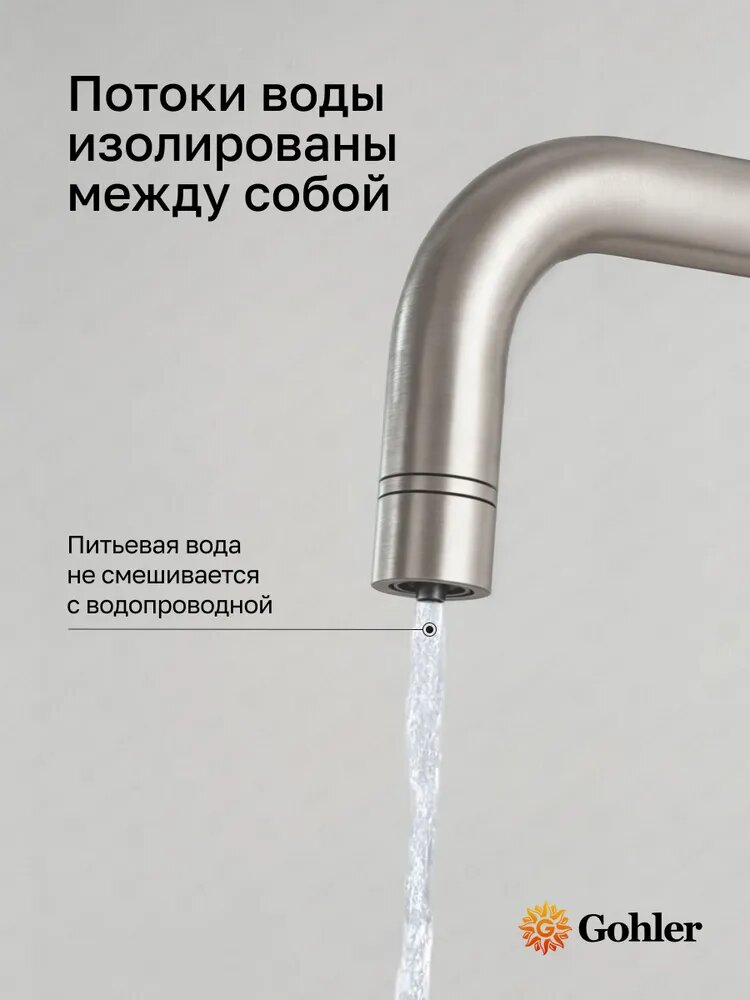 Смеситель, Цвет сатин, Установка На раковину, На столешницу, Наружный, Вертикальный — фото 1