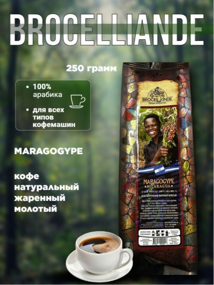 Кофе Broceliande "Maragogype Nicaragua", арабика, 250г, средняя обжарка