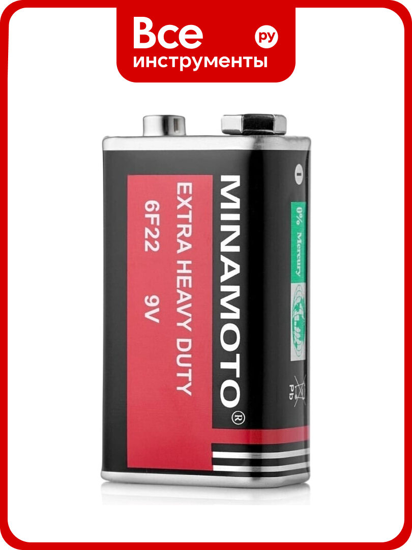 Батарейка Minamoto 6F22 9V, 1 shrink 500