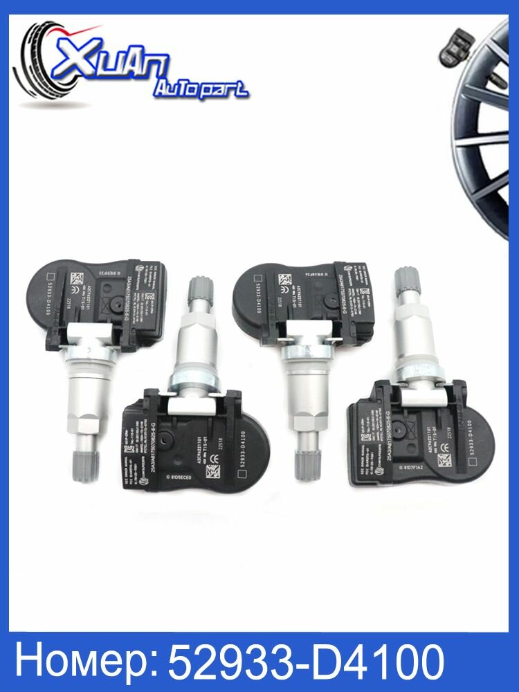 52933-D4100 TPMS Датчик давления шины 433 МГц Подходит для Kia K2 K5 Niro Optima Soul KX5 Sportage, Hyundai Elantra Elantra(AD) i30 Ioniq Kona Lafesta Santa Fe Genesis G70/G80/G90/G80 EV/GV60/GV80