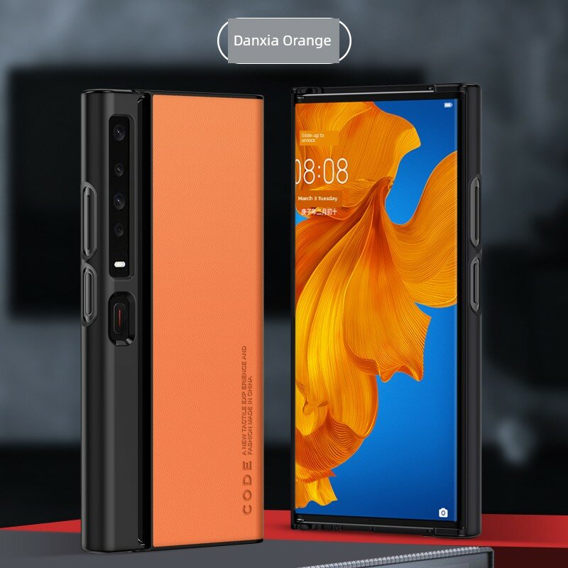Чехол для Huawei Mate X2 Classic Edition с оранжевым цветом Данься, кожаный, противоударный, полная защита