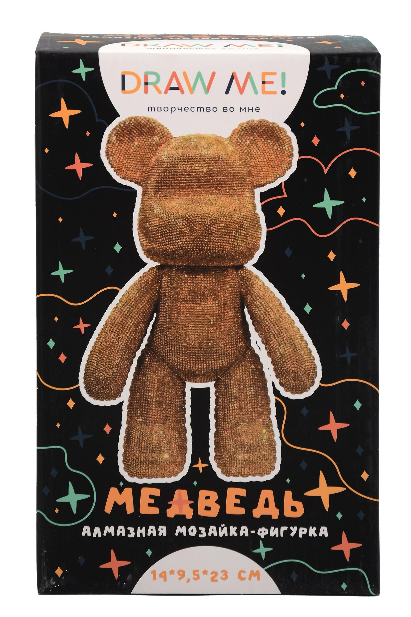 Алмазная мозаика на фигурке Draw Me! "Золотой мишка", (14*9,5*23 см)