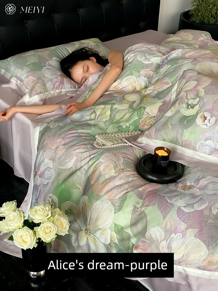 Комплект постельного белья Meiyi Home Textiles в пасторальном стиле, 100S, из чистого длинноволокнистого хлопка, четыре