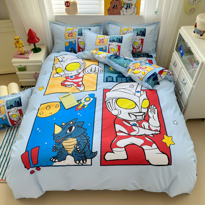 Комплект постельного белья Ultraman из четырех предметов, из чистого хлопка, 1.2m предметов, детское постельное белье с