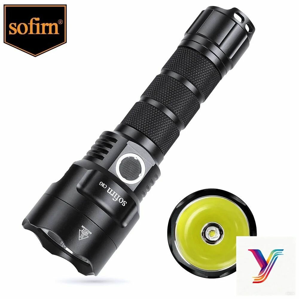 Фонарь Soifirn C8G черный, LED светильник с текстурированной рукояткой, для путешествий и дома, мощный