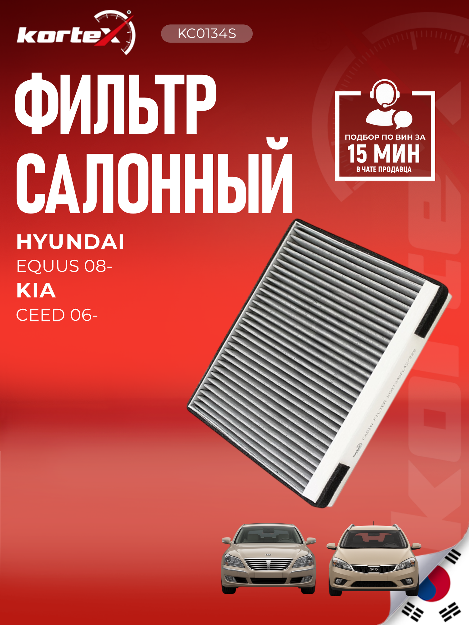 Фильтр салонный угольный Хендай Equus, Генезис, Санта Фе, КИА Стингер SSC1288, SS1288, MCF053