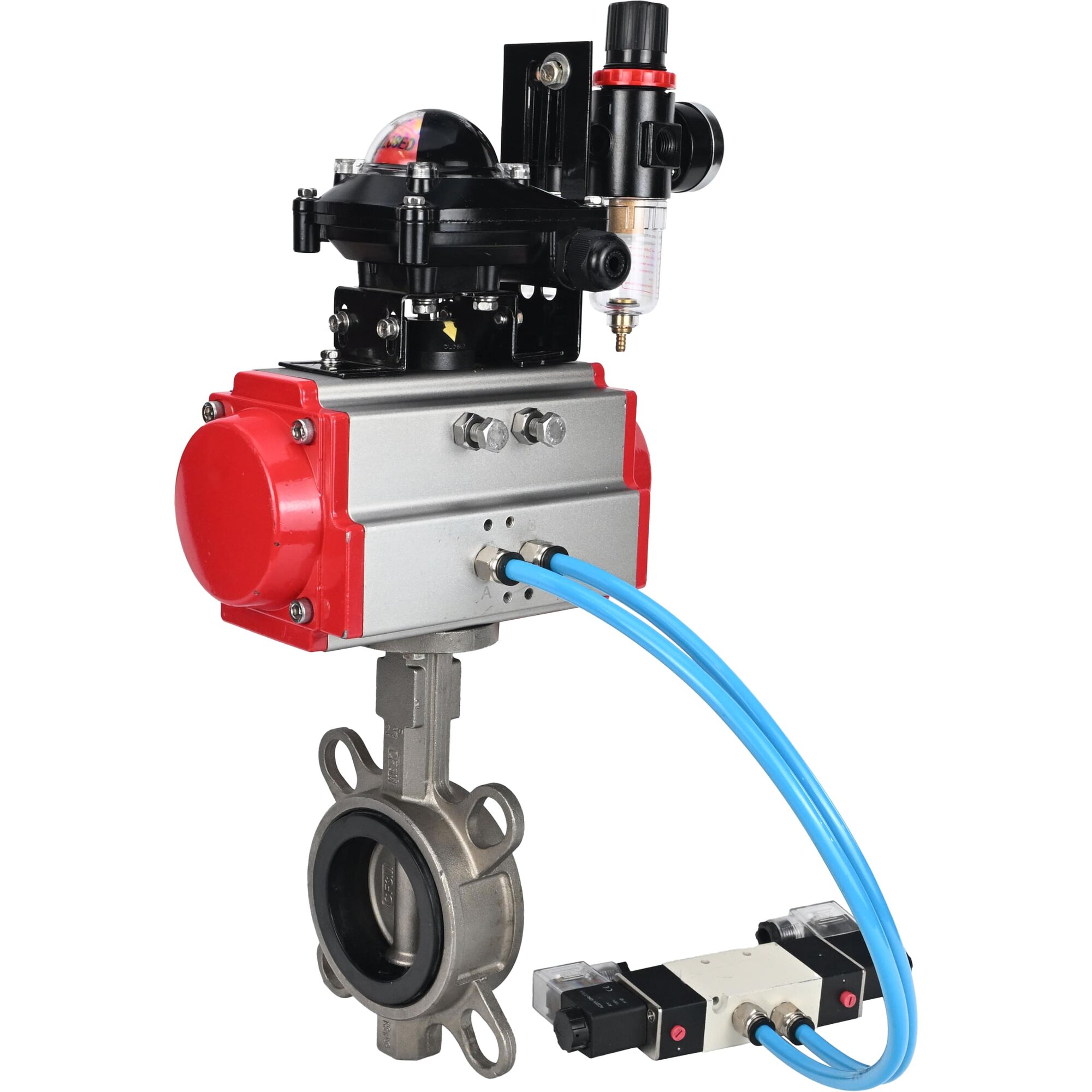 Затвор DN.ru 304-304-EPDM-2W-Fb-H Ду100 Ру16, с пн. прив. DA-083, пн. распр. PND1-T10-220VAC NAMUR, БКВ LSB-210, БПВ