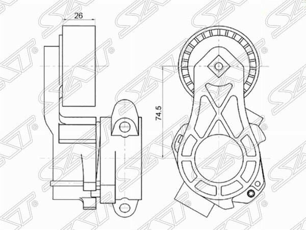 Натяжитель приводного ремня PEUGEOT BOXER/FIAT DUCATO/CITROEN JUMPER/SAT ST-1611424780 Ford TOURNEO/TRANSIT 2,2 06-