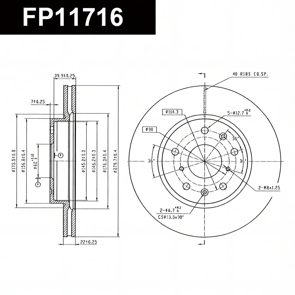Тормозной диск с покрытием GEOMET FP11716 FAP арт. FP11716