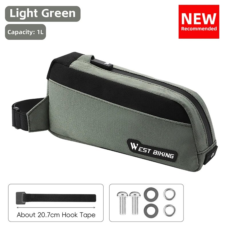 WEST BIKING Велосипедная верхняя сумка-труба 1л, Light Green