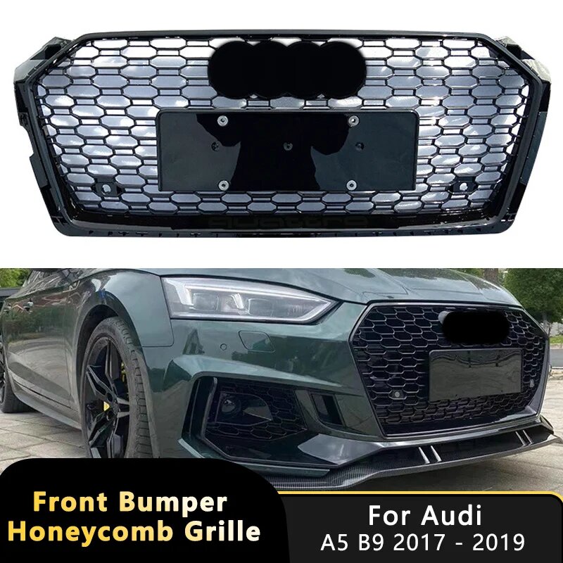Решетка переднего бампера для Audi A5 B9 2017-2019 S5 RS5 Style Gloss Black Racing Верхняя решетка Quattro Сотовая сетка Автомобильные аксессуары