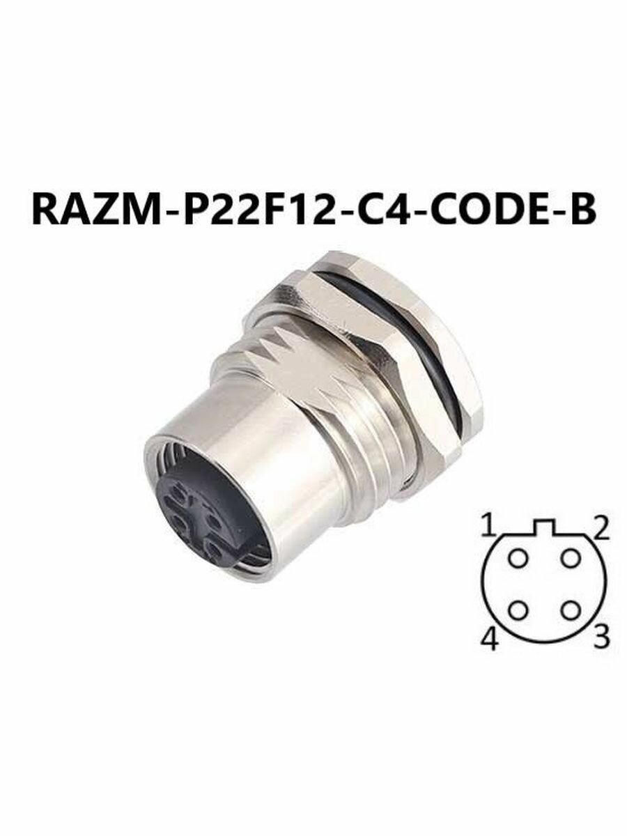 RAZM-P22F12-C4-CODE-B разъём приборный М12 B-coding 4 pin / розетка (мама)