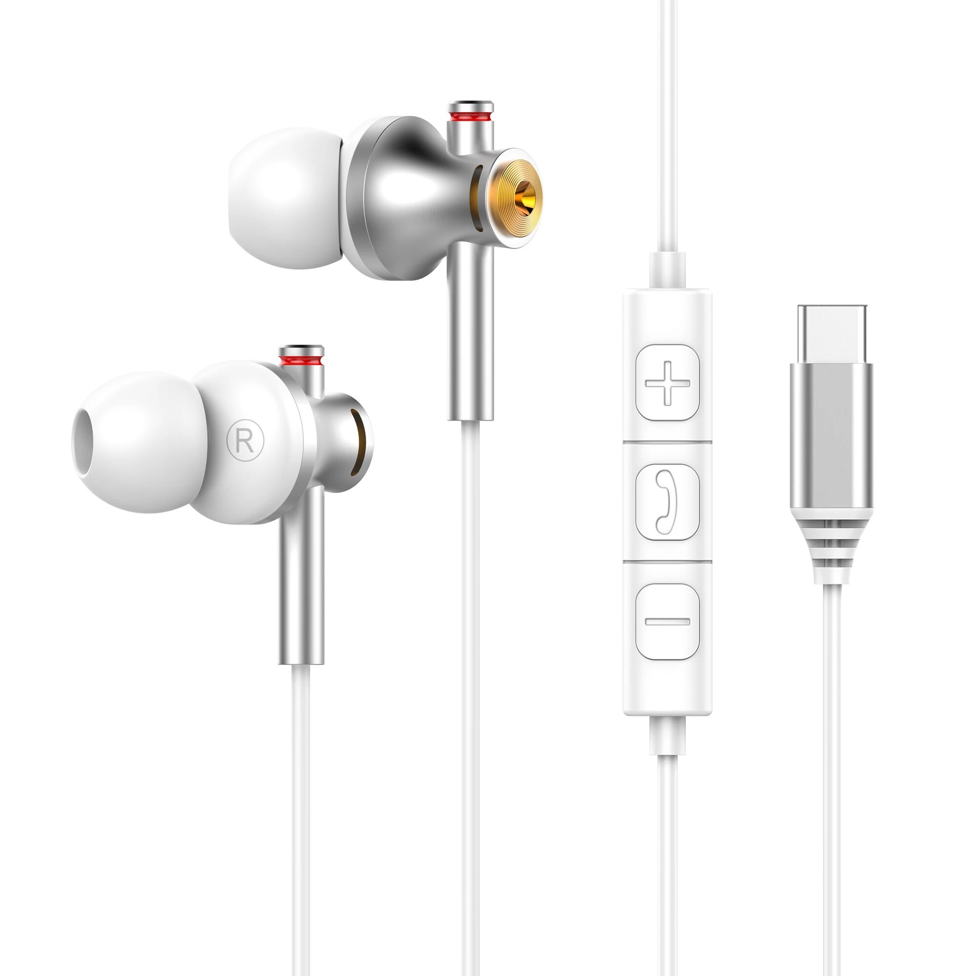 TekaGene проводные наушники Dolby Sound с шумоподавлением White Type-c