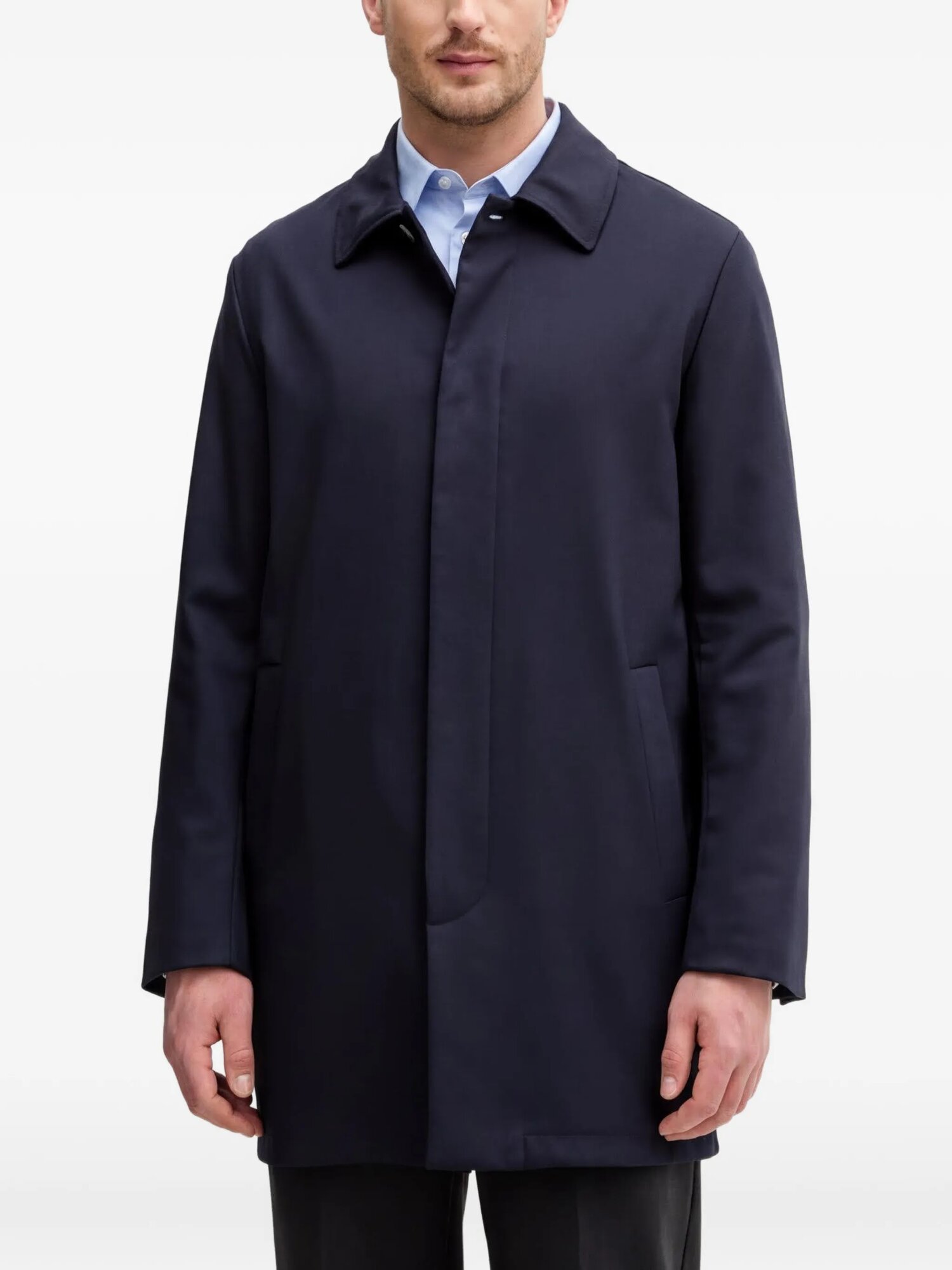 Пальто TRUSSARDI Collared buttoned coat, размер 52, blue — фото 1