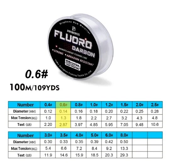 PROBEROS Fluorocarbon 0.6# 100m леска