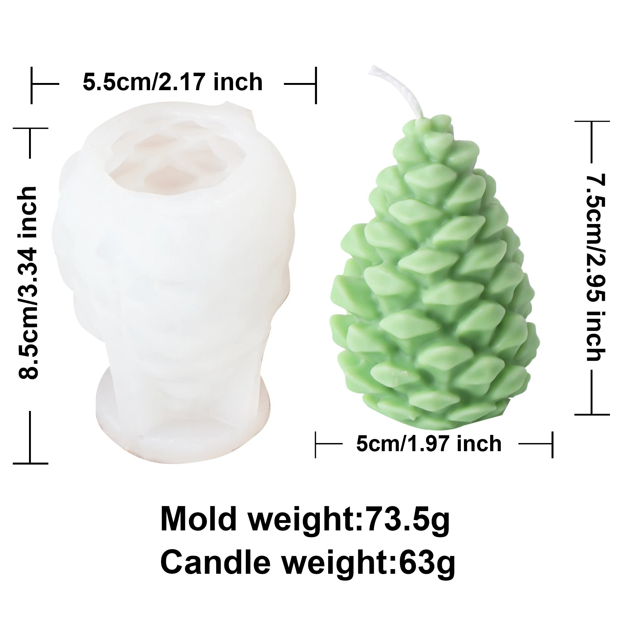 Силиконовая форма для свечей "Сосновая шишка", Pinecone mold 2