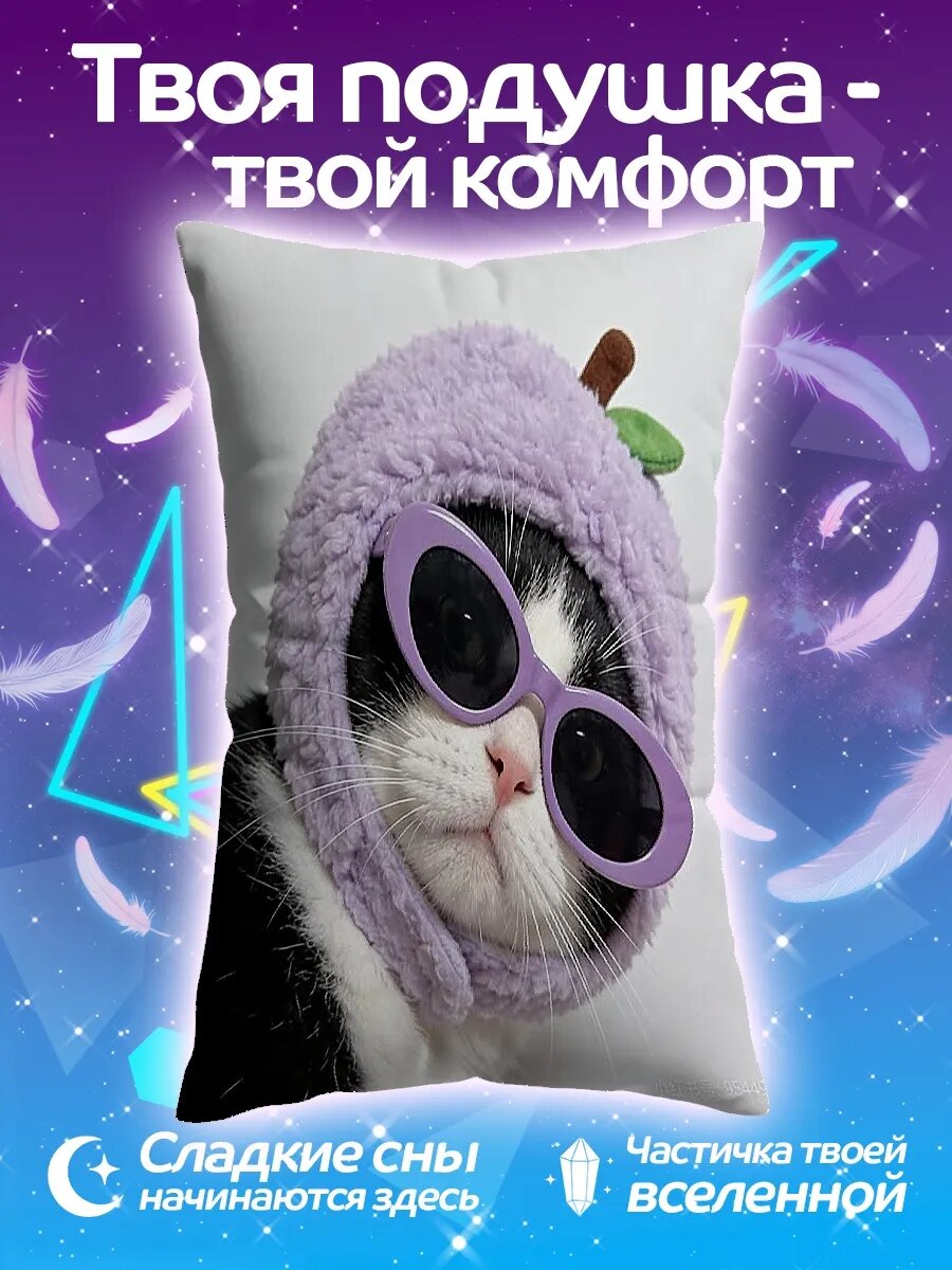 Подушка дакимакура кот в очках