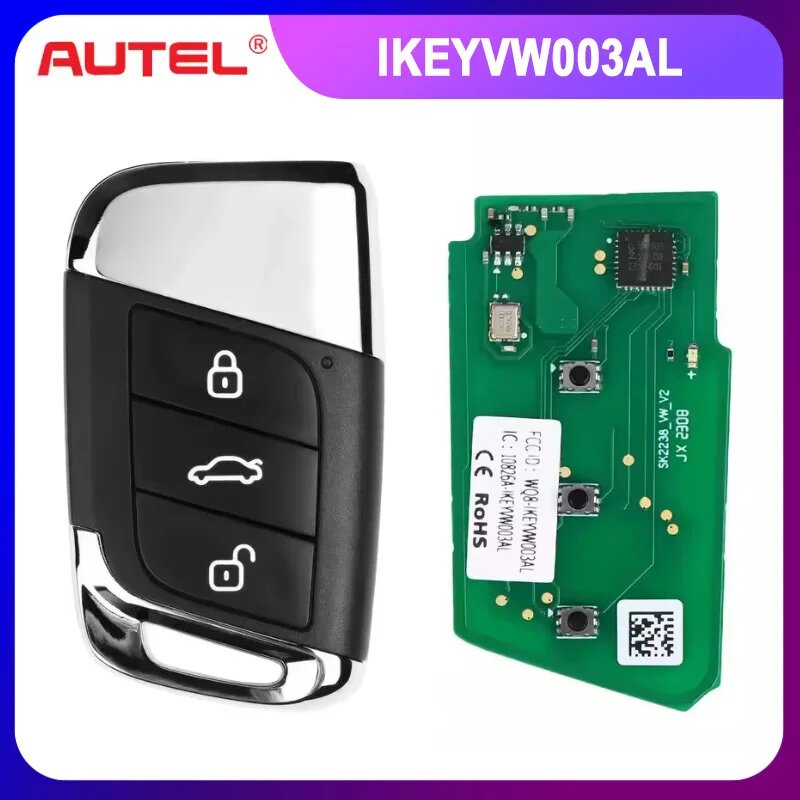 Autel IKEYVW003AL VW003AL Универсальный смарт-ключ дистанционного управления с 3 кнопками для Volkswagen для Autel Smart Key для KM100 IM508 IM608