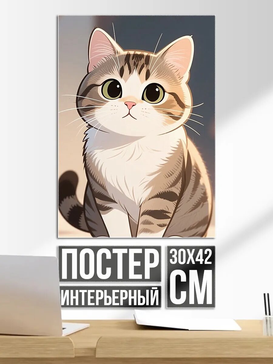 Плакат постер Милый котёнок табби
