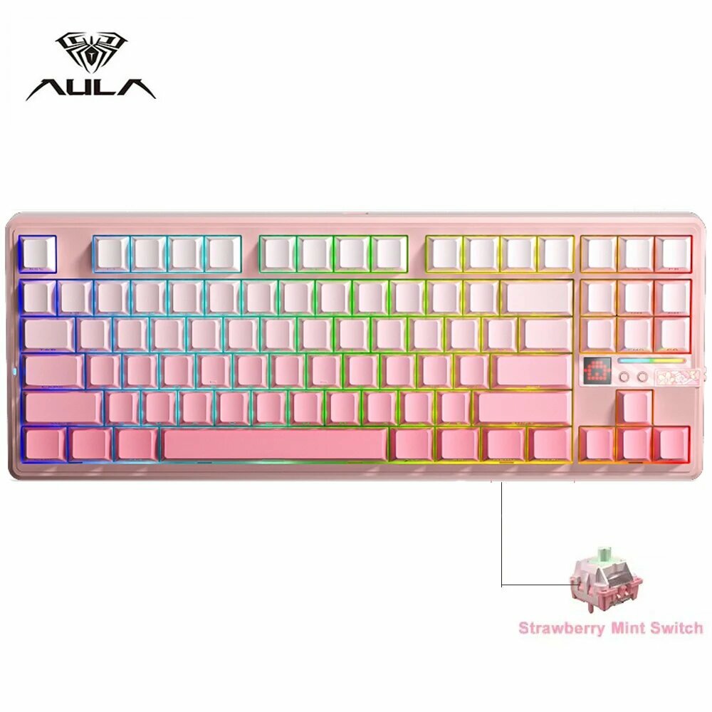 Механическая клавиатура AULA F87 Pro V2 Pink Gradient