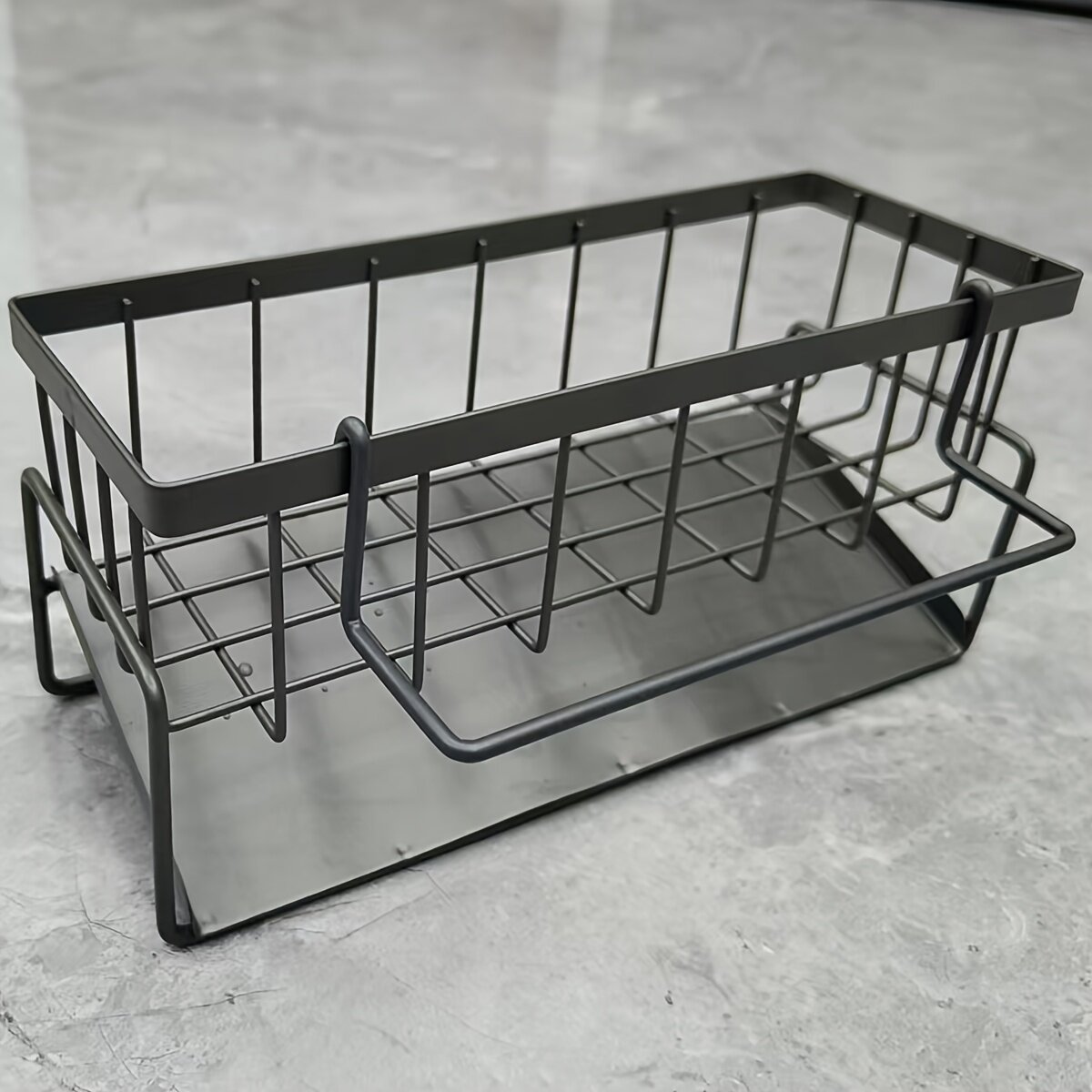 Органайзер под кухонную мойку из нержавеющей стали для губок, мыла и полотенец, серый