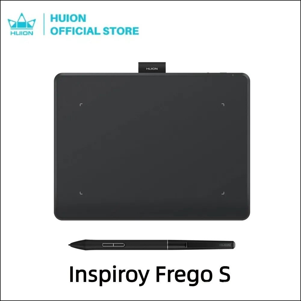 Графический планшет HUION Inspiroy Frego, формат A4, черный матовый, светло-серый