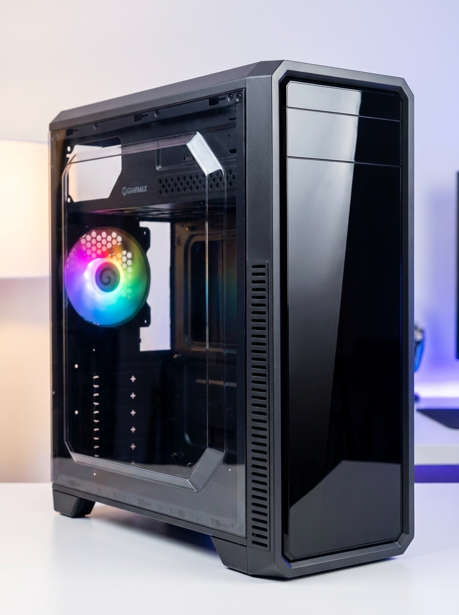 Корпус для ПК GAMEMAX G561E-BK Midi-Tower, ATX, окно, 3*USB, 1*120мм FRGB, без БП