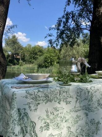 Скатерть текстильная водоотталкивающая Туаль де Жуи Цвет зеленый 140*170см