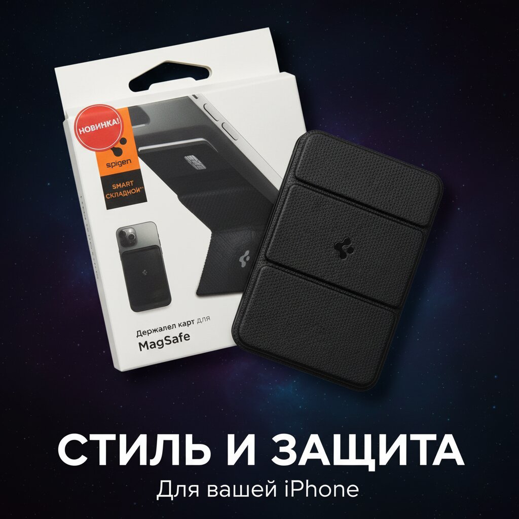 Spigen AMP02746 черный картхолдер со встроенной подставкой