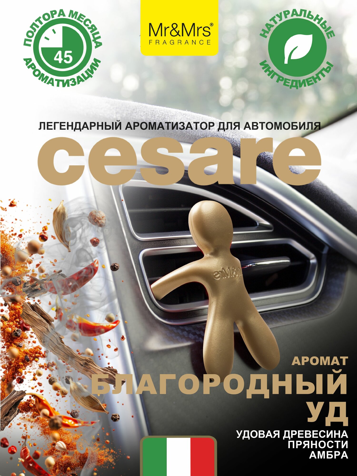 Ароматизатор для автомобиля на дефлектор человечек CESARE