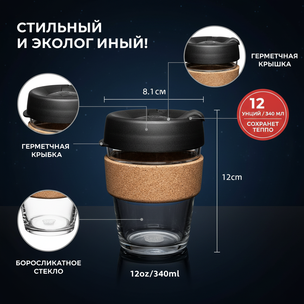 Экологичная термокружка KeepCup 340 мл многоразовая
