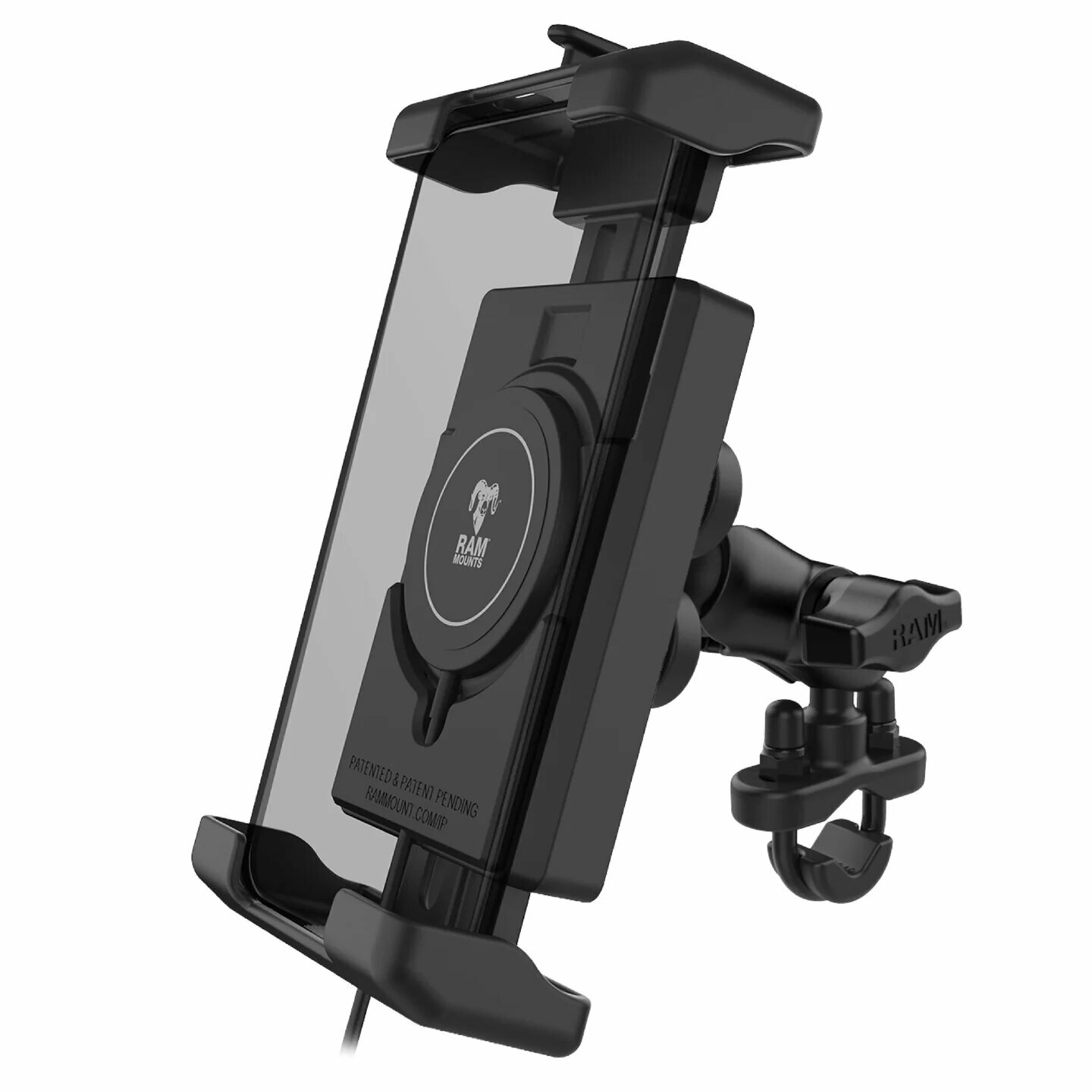 RAM-B-149Z-A-PD7V-W2MU Виброгасящий держатель для телефона RAM Quick-Grip Pro XL и зарядное устройство Qi2 мощностью 15 Вт