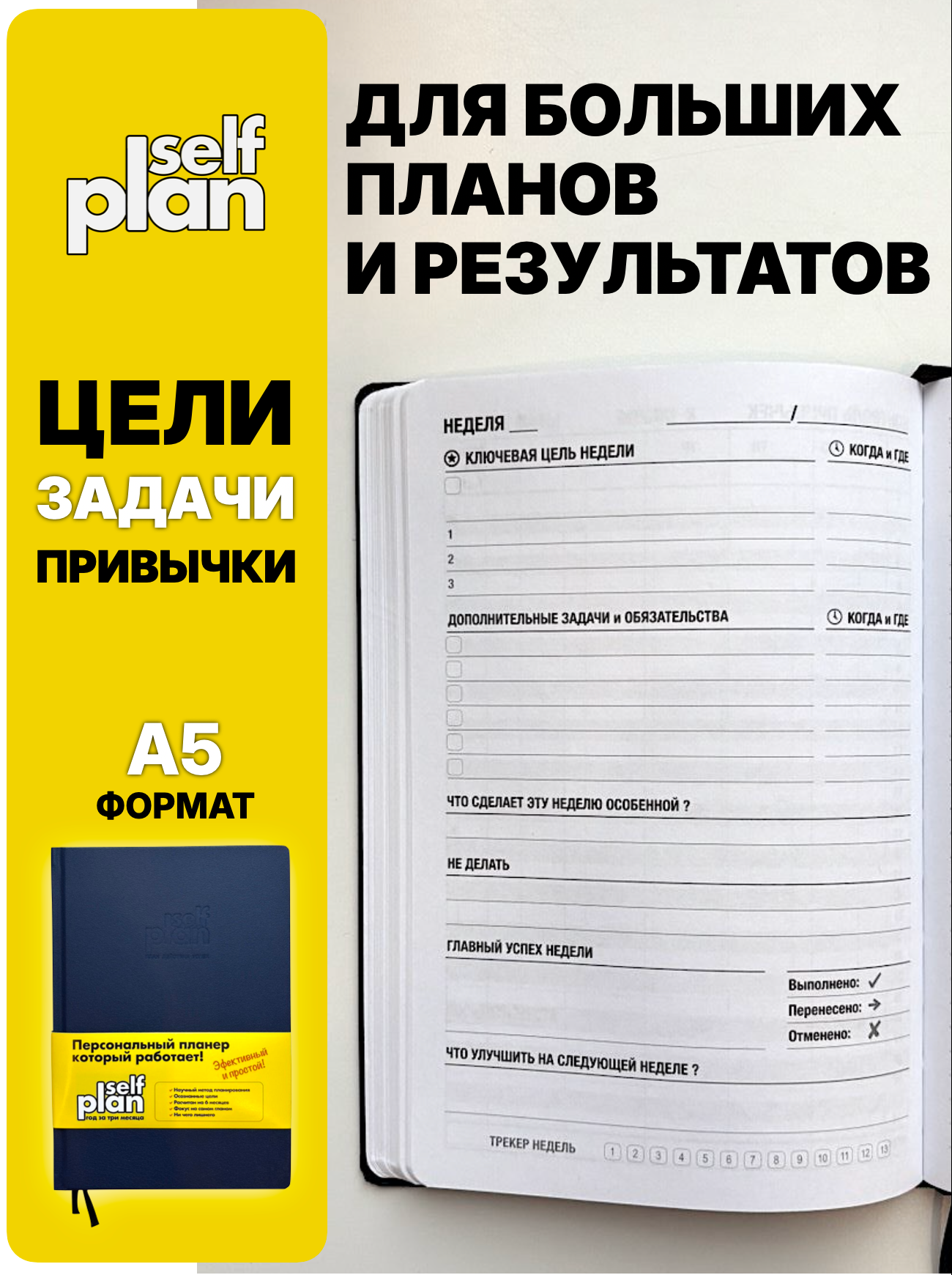 Планер ежедневник SelfPlan недатированный. Планинг, Трекер привычек Формат А5