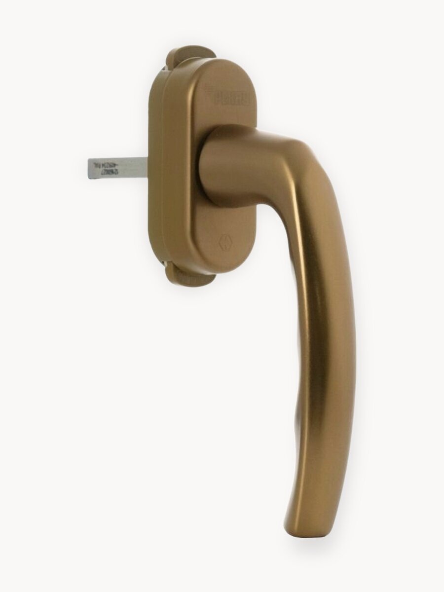 Ручка оконная REHAU FREYA для пластиковых окон / для балконной двери / со штифтом VarioFit, золотой