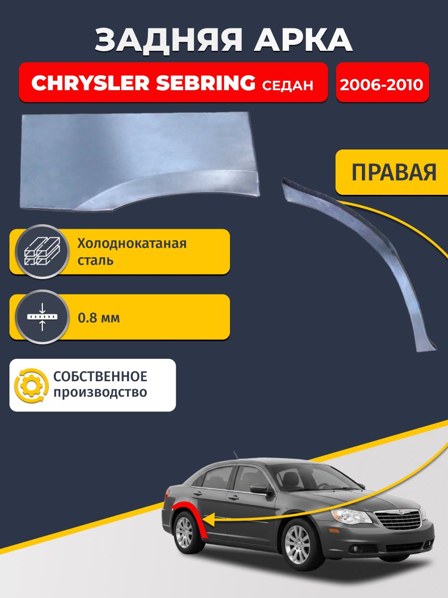 Правая задняя ремонтная арка для автомобиля Chrysler Sebring 2006-2010 седан (Себринг 3). Холоднокатаная сталь 0,8мм.