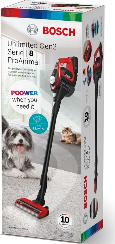 Беспроводной пылесос Bosch Unlimited 8 Gen2 ProAnimal BBS8214PET, красный
