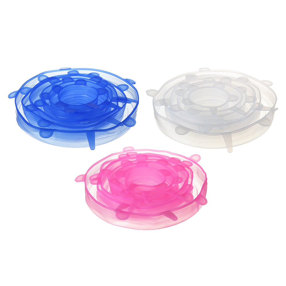 Набор универсальных крышек, 6шт, размеры от 6,5см до 19см, силикон, 3 цвета