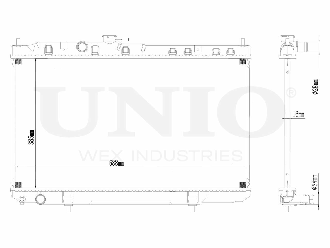 Радиатор охлаждения двигателя, для Ниссан Альмера Classic (B10) 06-, Nissan Almera 06-, артикул RAD-10043, производителя UNIO