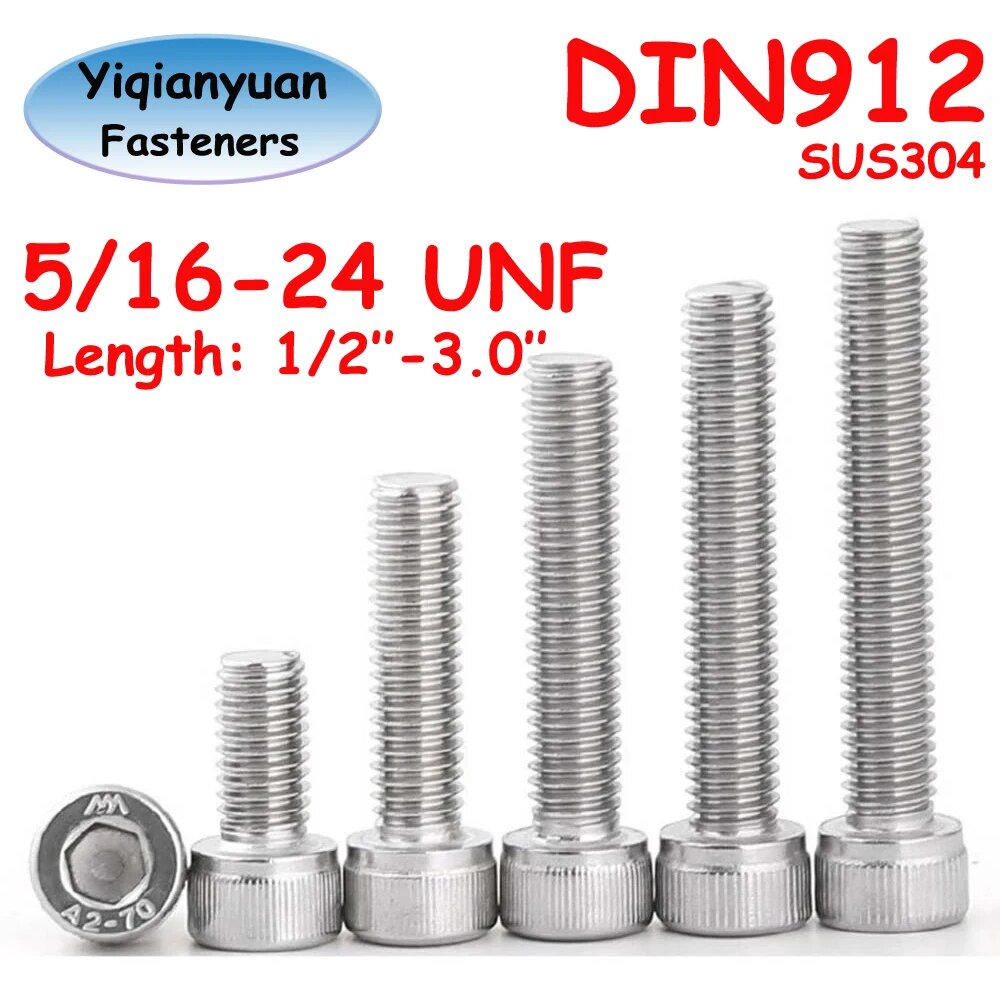 Болты Yiqianyuan 5/16-24 UNF из нержавеющей стали 2Pcs 1.25inch