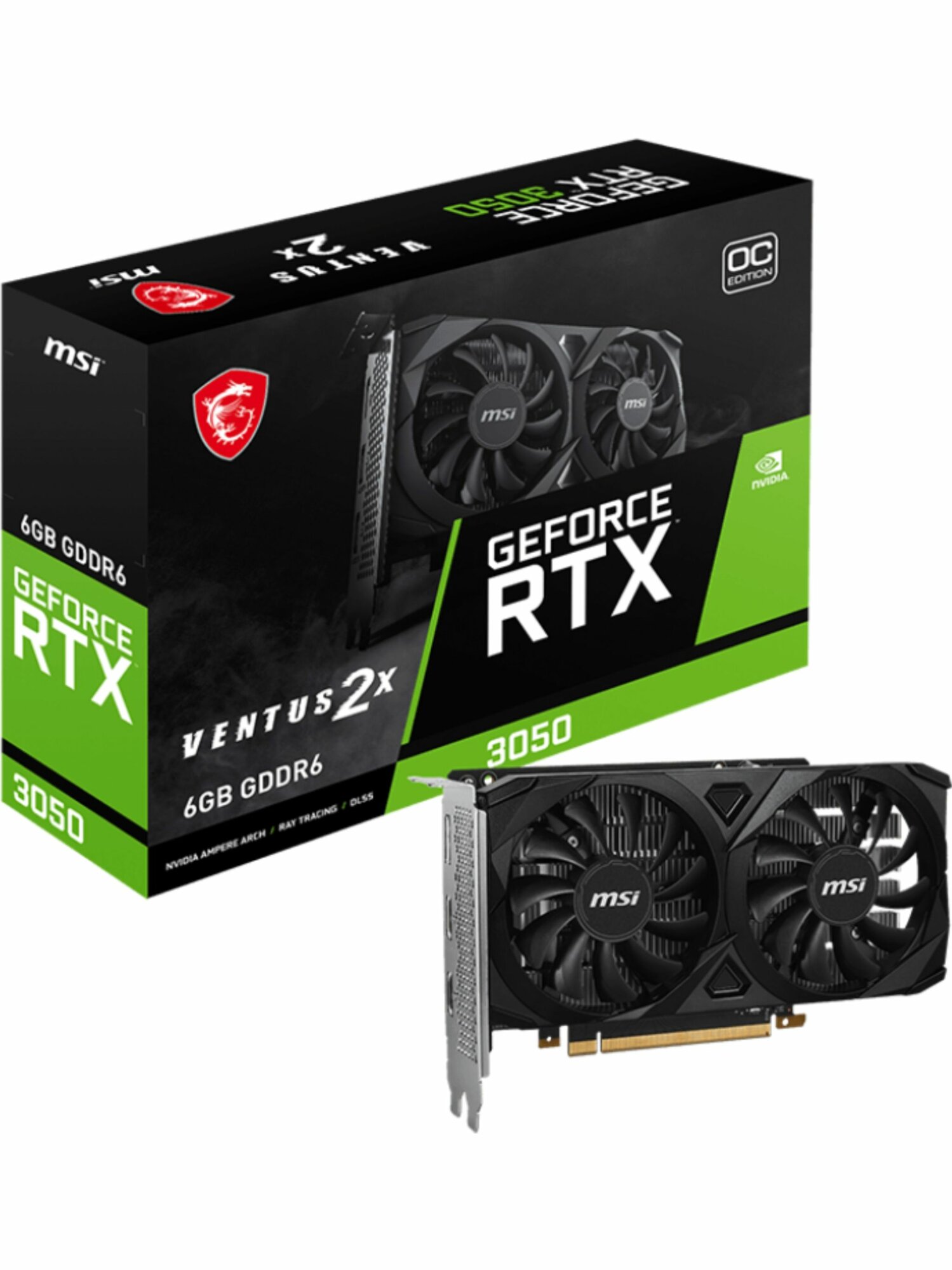 Видеокарта MSI GeForce RTX 3050 VENTUS 2X E 6G OC