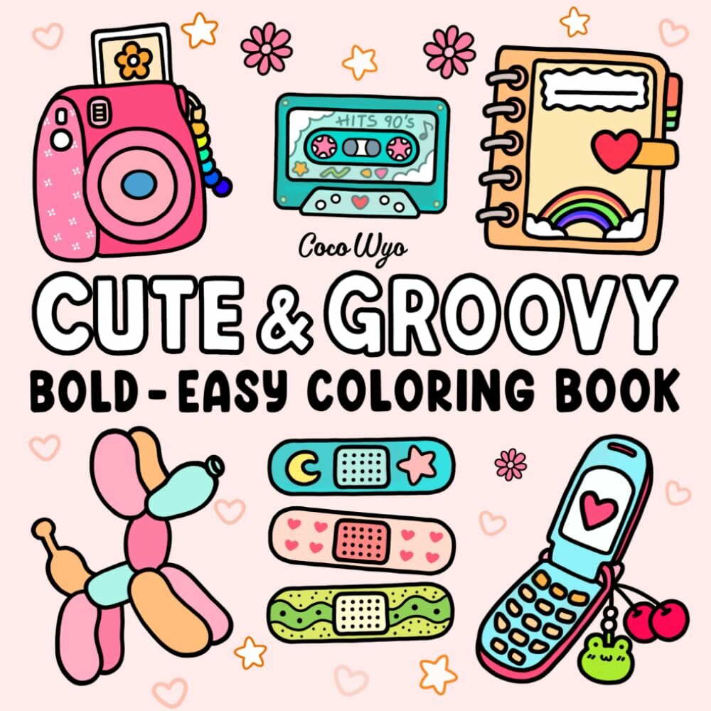 Книга для раскрашивания Cute & Groovy, для взрослых и детей, 160 стр.