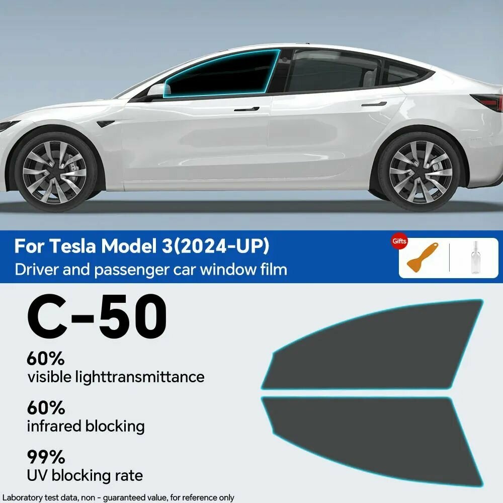 Предварительно нарезанная тонировочная пленка для окна автомобиля / Tesla Model 3 2024 Highland auto / наклейка фольга керамические солнечные УФ-защитные пленки.