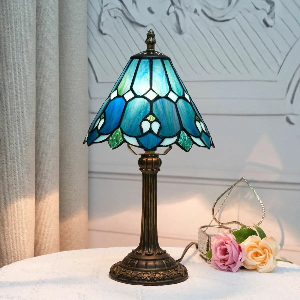 20см лампа тиффани, витражная лампа, сделанная вручную для спальни в гостиной
