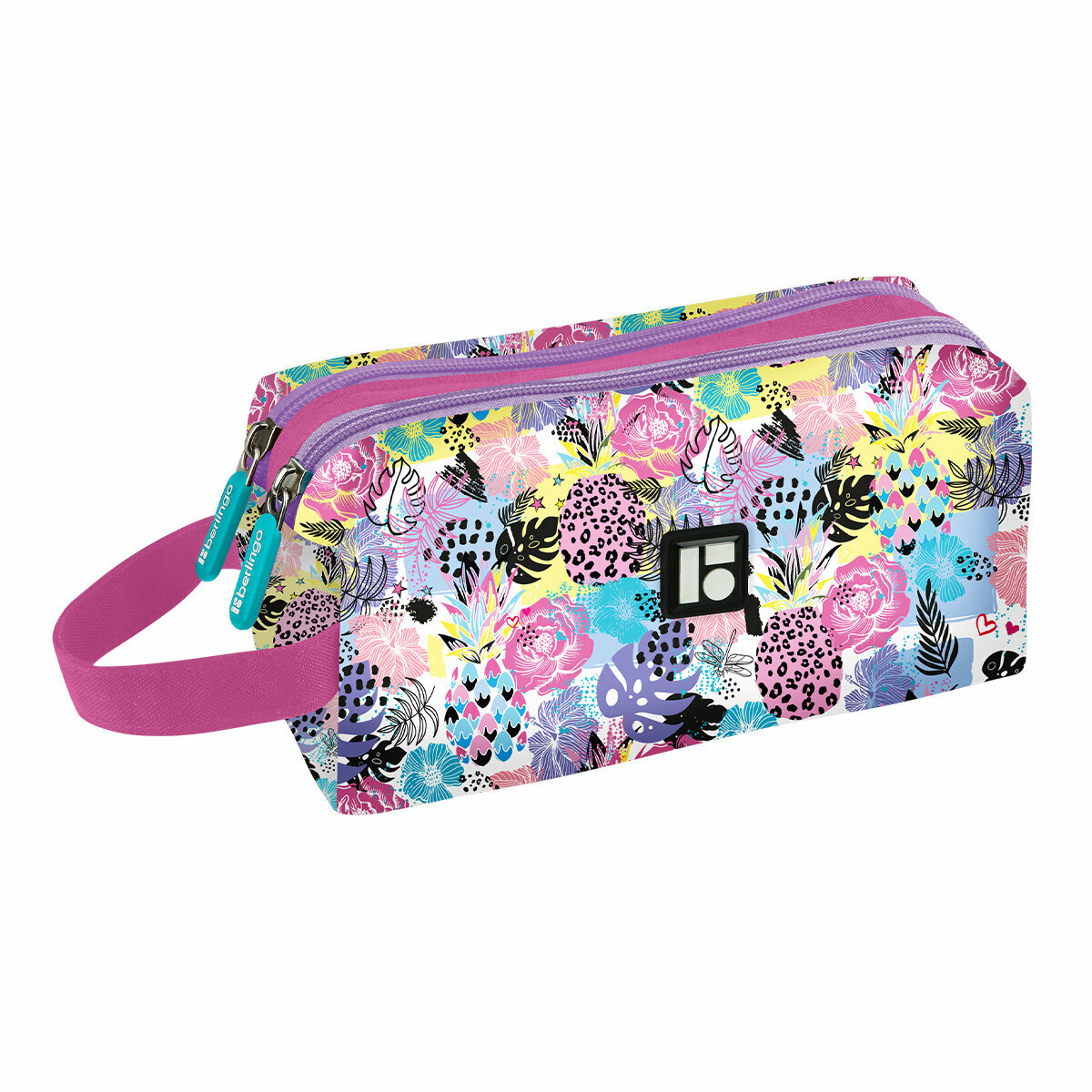 Пенал 2 отделения, 200*80*90 Berlingo "Flora", полиэстер